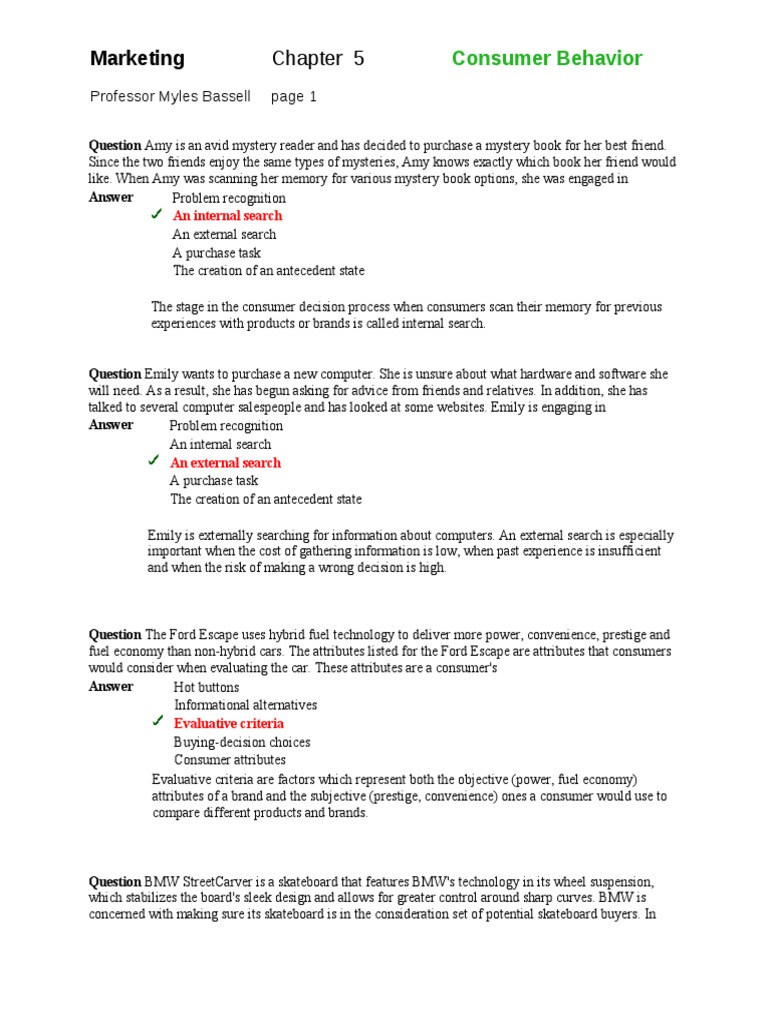 Marketing Consumer Behavior Questions | PDF | Consumer Behaviour | Behavior