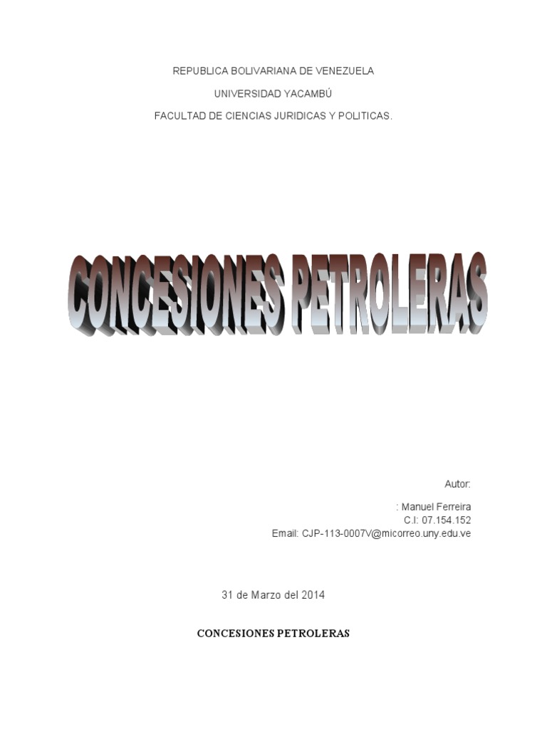 Concesiones Petroleras | PDF | Petróleo | Venezuela