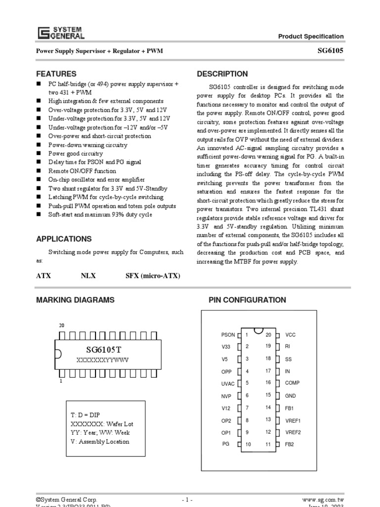 SG6105D Data Sheets | PDF