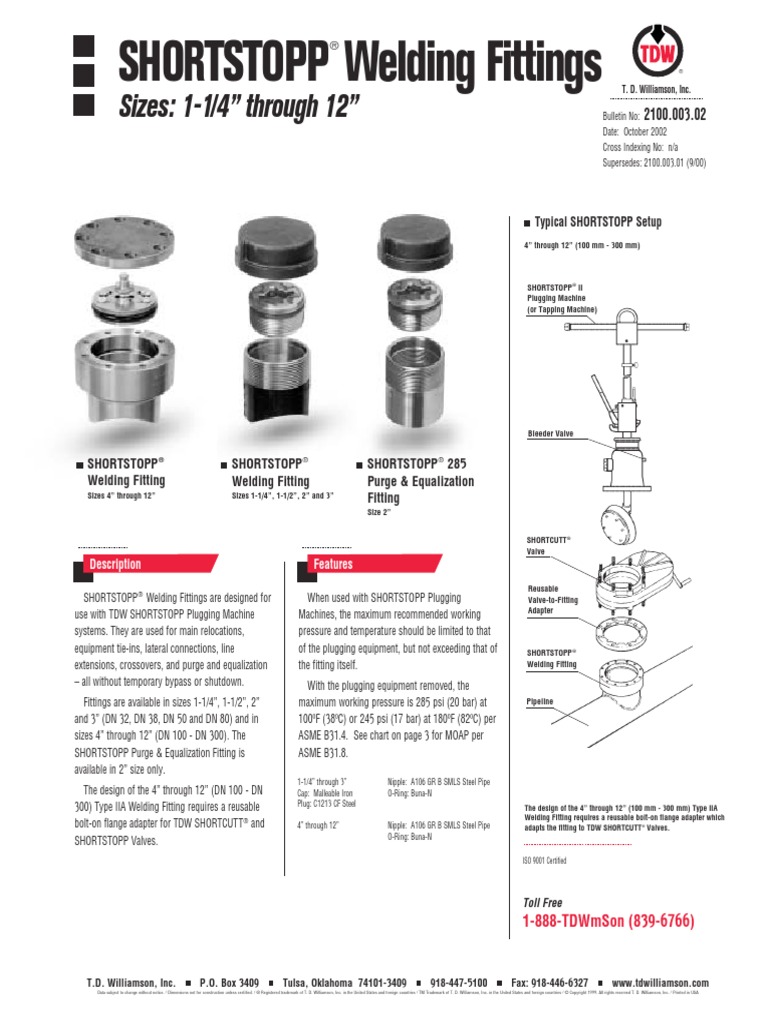 SHORTSTOPP® Welding Fittings - TDW | PDF | Pipe (Fluid Conveyance ...