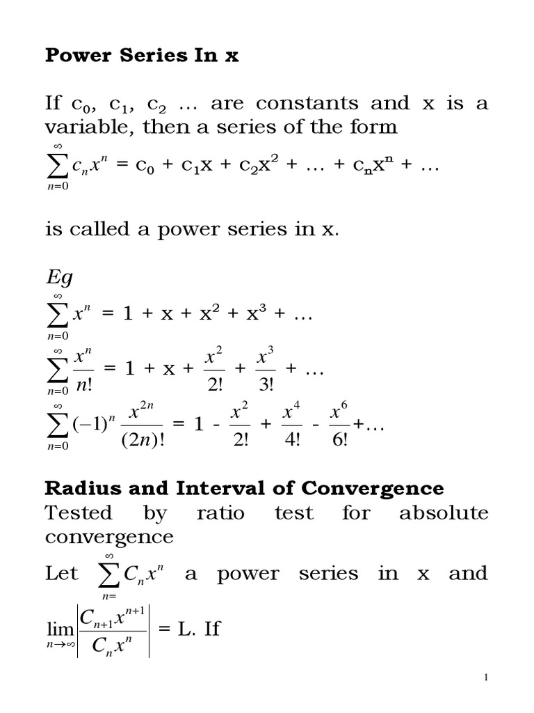 12b) Power Series in X | PDF | Power Series | Complex Analysis