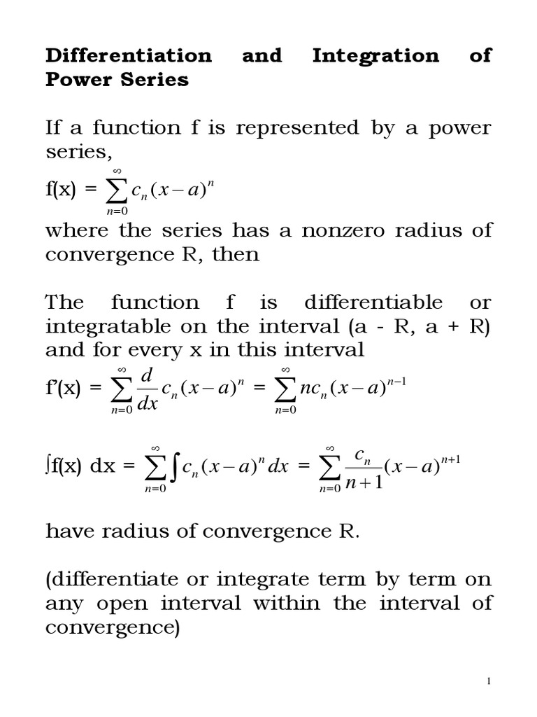 13.differentiation and Integration of Power Series PDF | PDF | Power ...