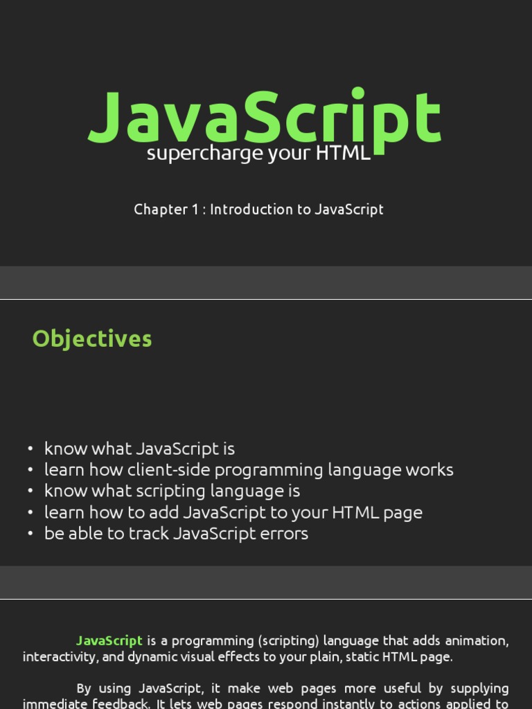 Introduction To JavaScript | PDF | Dynamic Web Page | Java Script