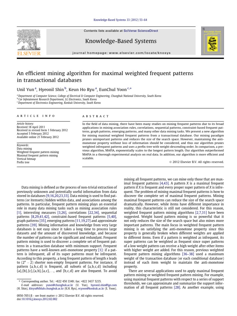 An Efficient Mining Algorithm For Maximal Weighted Frequent Patterns In Transactional Databases 2386