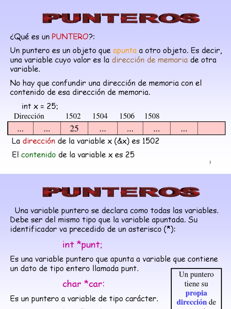 Introduccion A Punteros | PDF | Puntero (Programación de computadora) | Variable (informática)