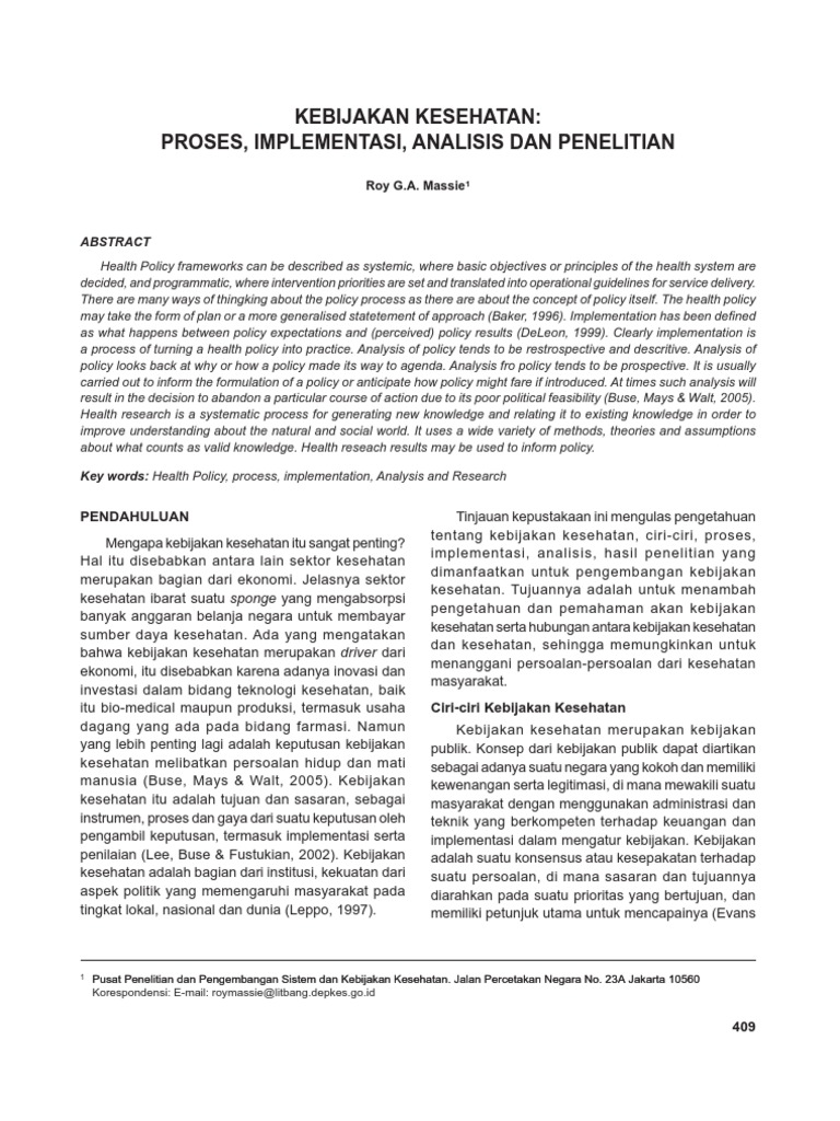 Health Policy: Process & Implementation | PDF