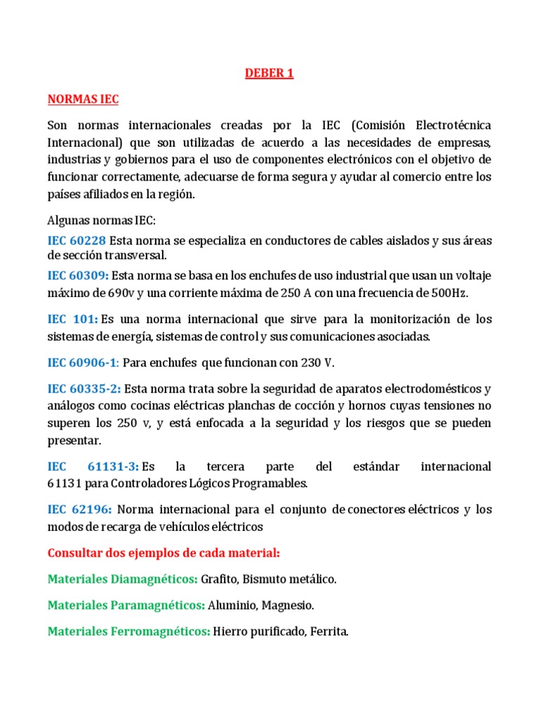 Normas Iec | PDF | Comisión Electrotécnica Internacional | Electricidad