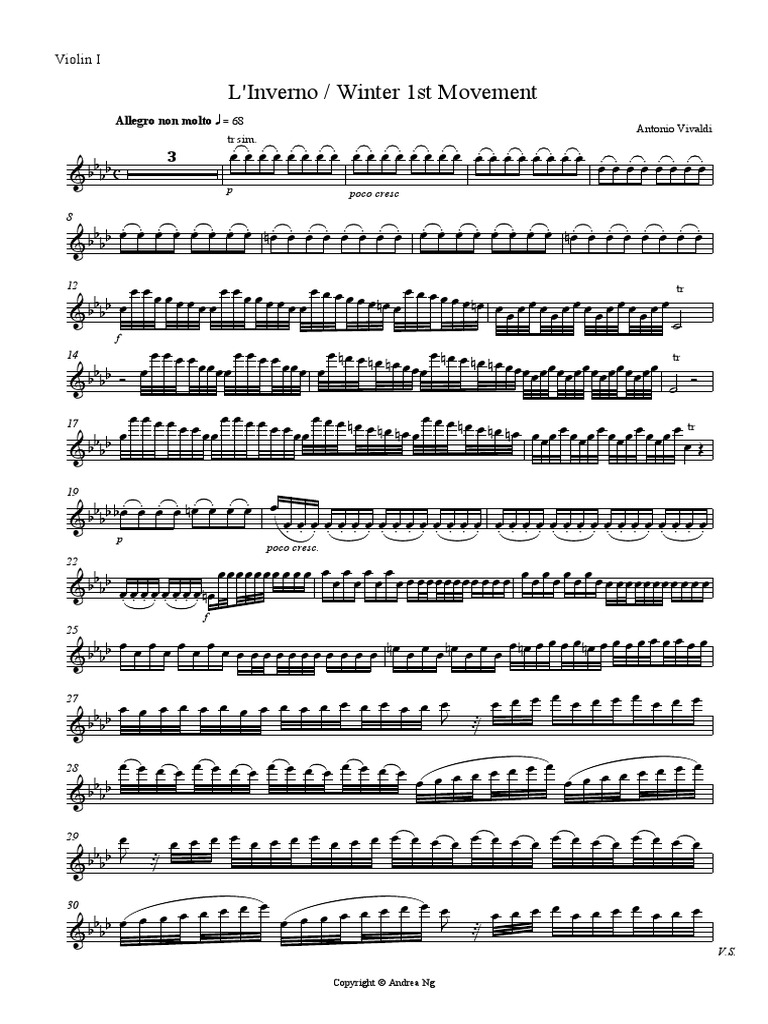 Vivaldi-Winter First Movement Complete Solo Violin-SheetMusicCC | PDF
