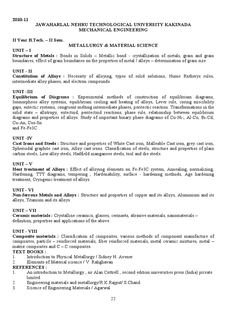 Mms Syllabus r10 | PDF | Alloy | Materials Science