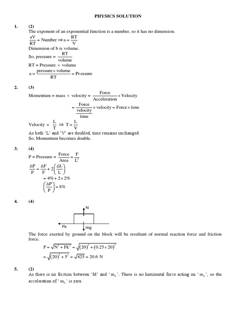 Phys (Main) Solutions | PDF | Collision | Force