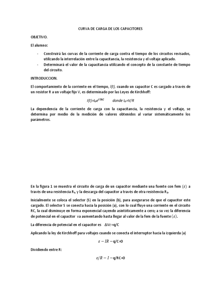 Curva de Carga de Los Capacitores | PDF | Condensador | Resistencia ...