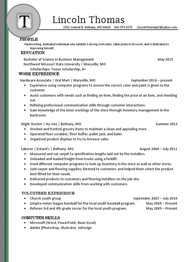 Lincoln Thomas: Business Management Resume | PDF