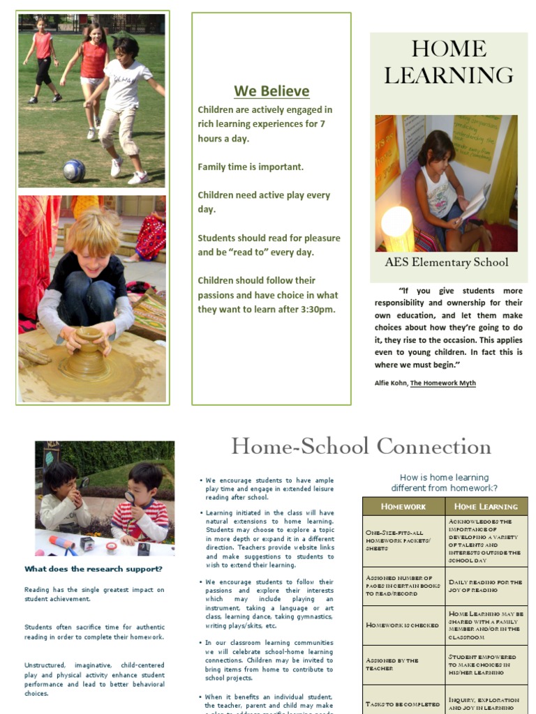 Home Learning Brochure | PDF | Homework | Motivation