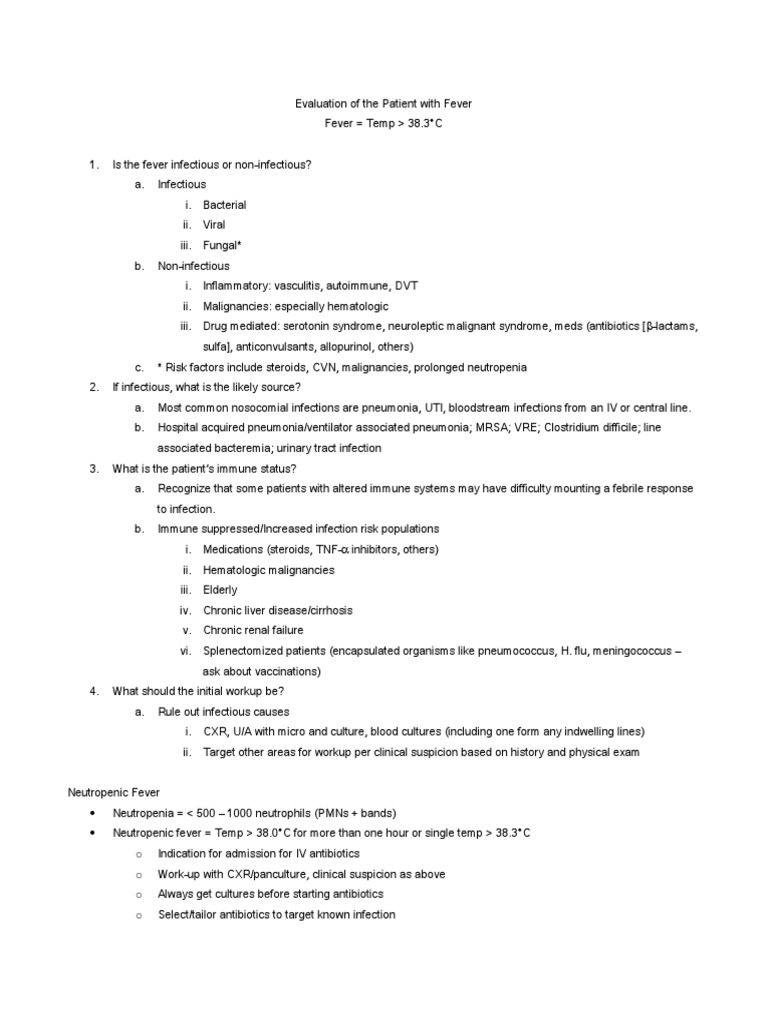 Evaluation of the Patient with Fever | Fever | Infection