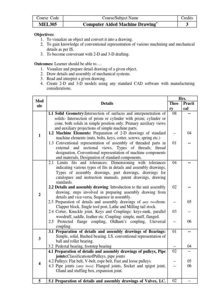MEL305 Computer Aided Machine Drawing 3 | PDF | Machines | Belt ...