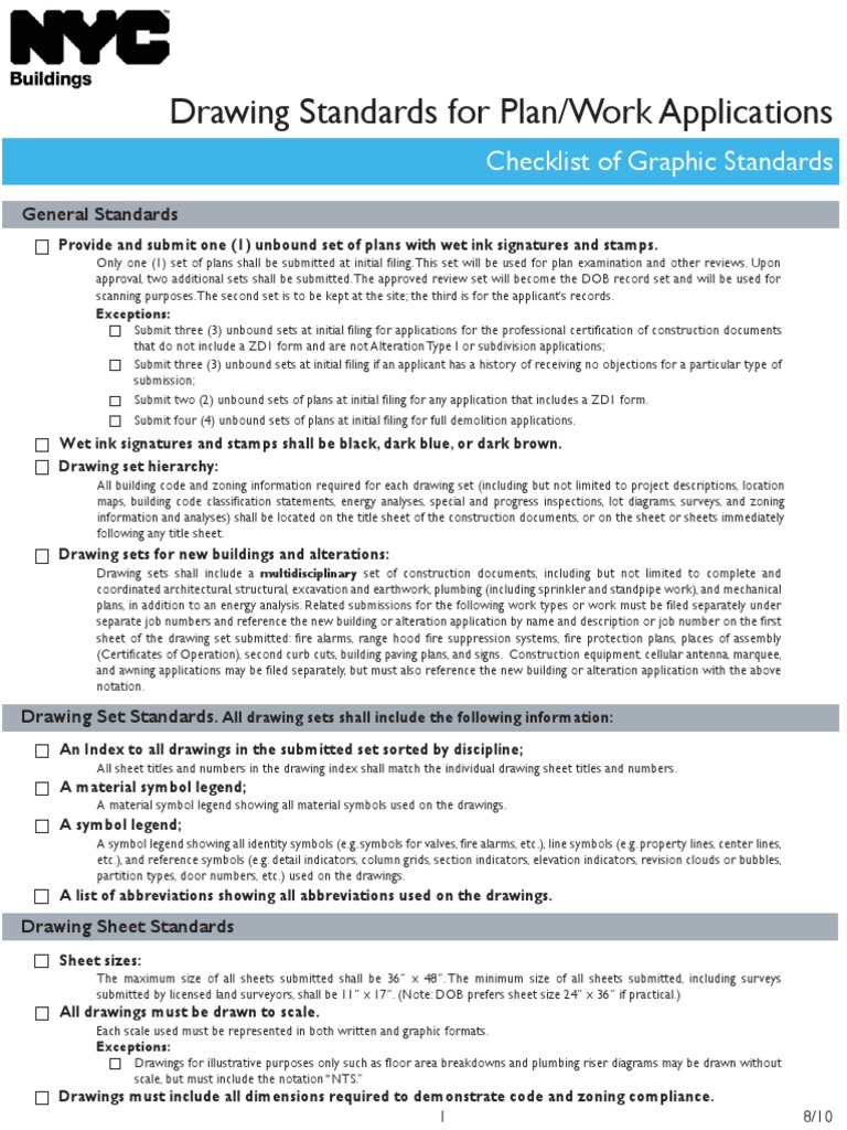 Drawing Standards For Plan/Work Applications: Checklist of Graphic ...
