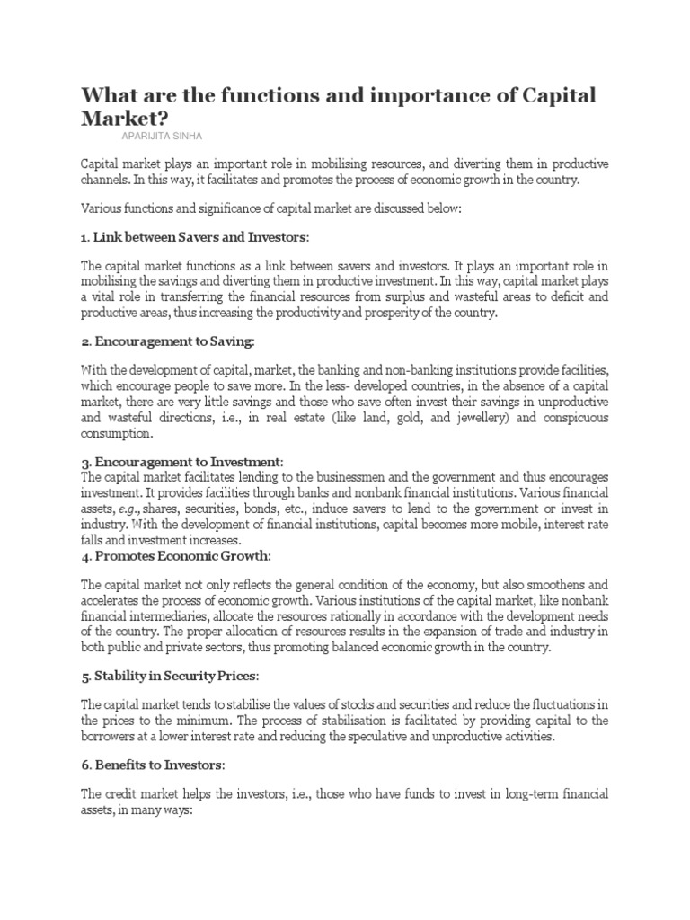 What Are The Functions and Importance of Capital Market?: 1. Link ...