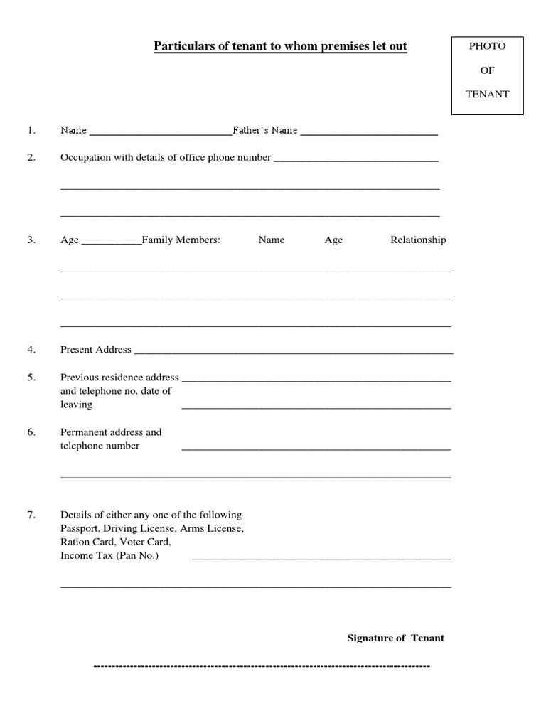 Tenant Verification Form | PDF