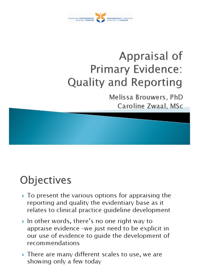 Appraising Evidence in Clinical Guidelines | PDF | Randomized Controlled Trial | Bias