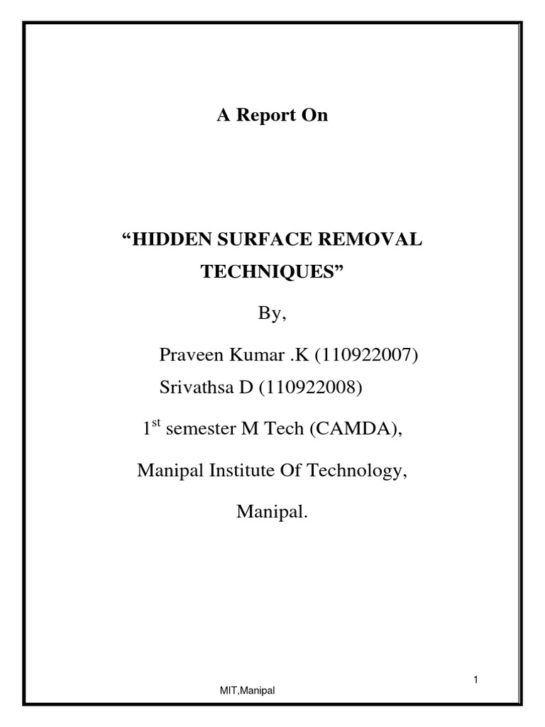 Hidden Surface Removal Techniques | PDF | Rendering (Computer Graphics ...