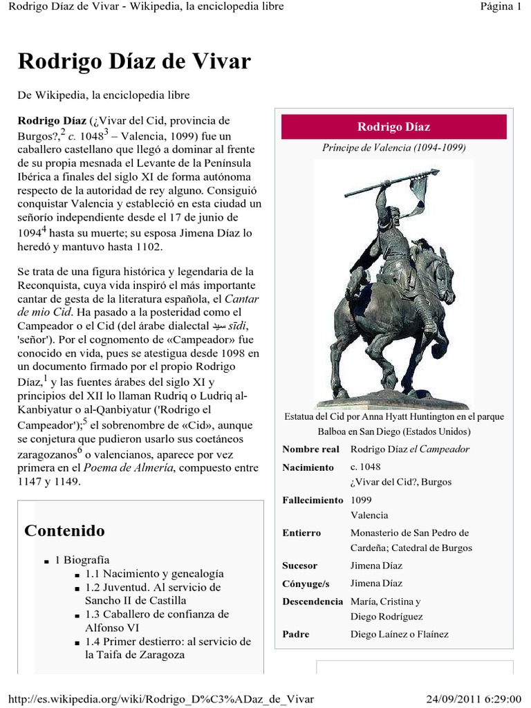 Biografía de Rodrigo Díaz de Vivar | PDF | Viajes y turismo | Clásicos