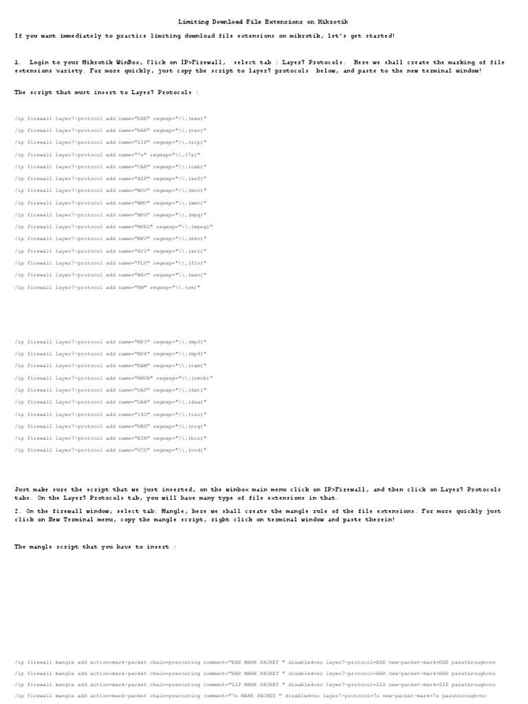 Limit File Downloads on Mikrotik | PDF | Firewall (Computing ...