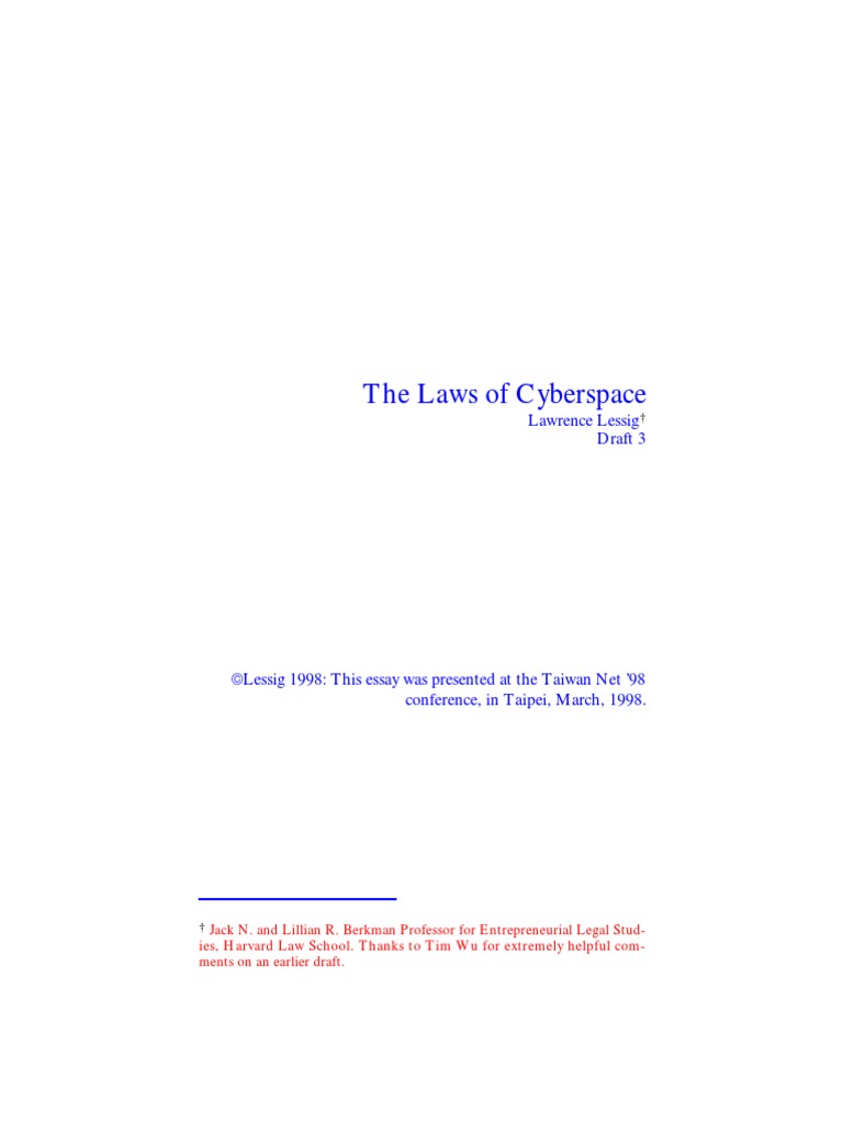 Lessig Laws Cyberspace | PDF