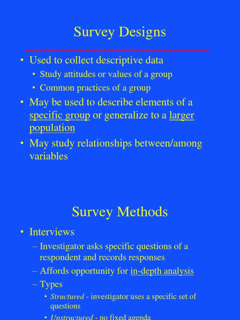 Survey Design and Methods | PDF | Survey Methodology | Questionnaire