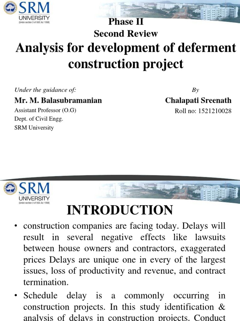 Analysis For Development of Deferment Construction Project: Phase II ...