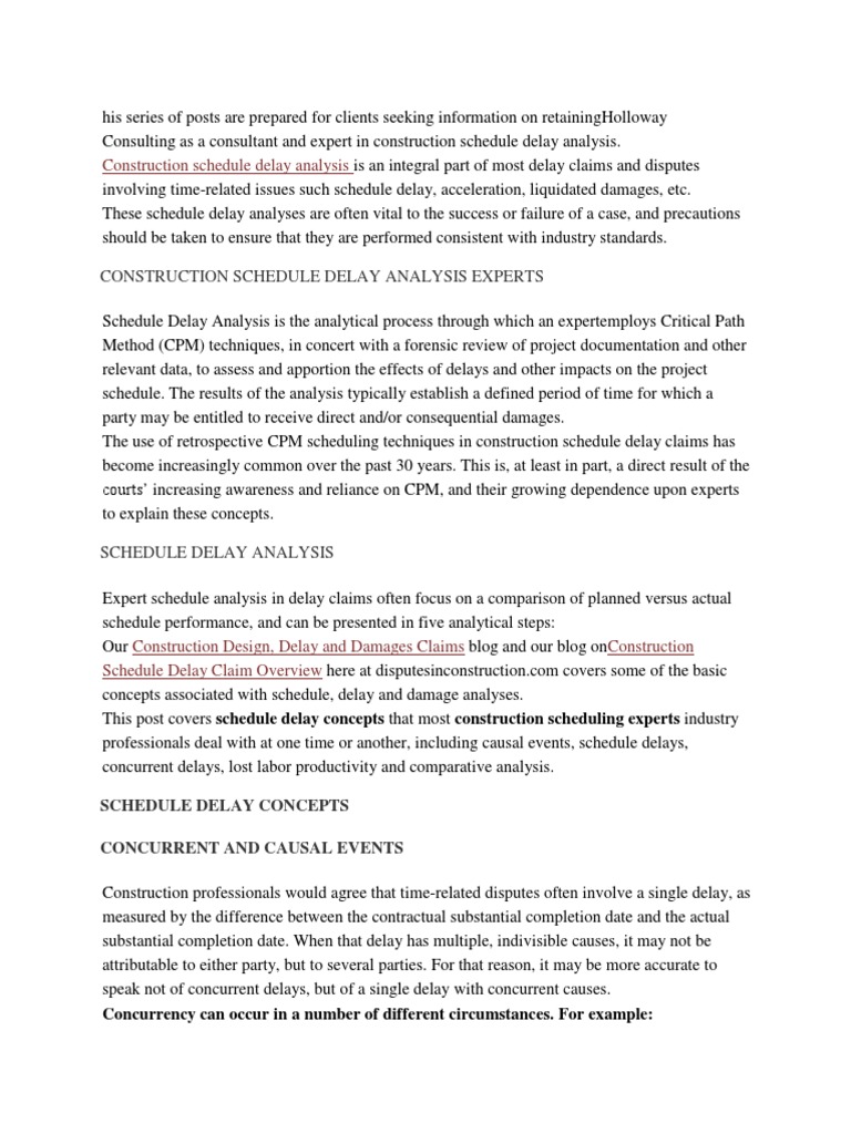 Construction Schedule Delay Analysis Experts