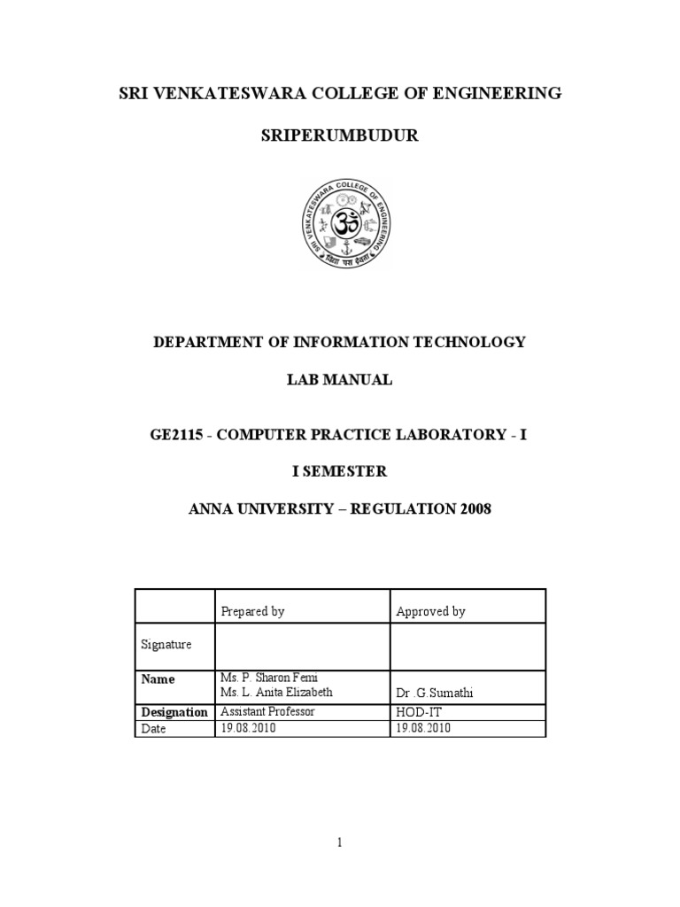 GE2115 Computer Practice Laboratory I Manual Rev01 | PDF | Chart | Trigonometric Functions
