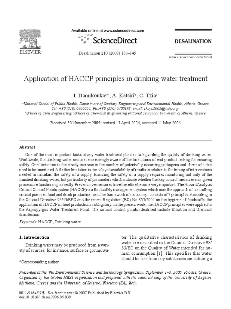 HACCP in Public Water Production | PDF | Hazard Analysis And Critical ...