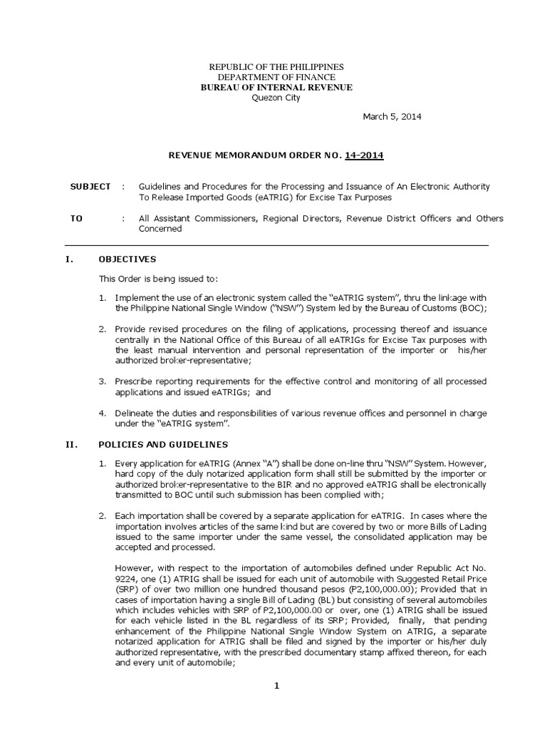 BIR - RMO No 14-2014 | PDF | Invoice | Identity Document