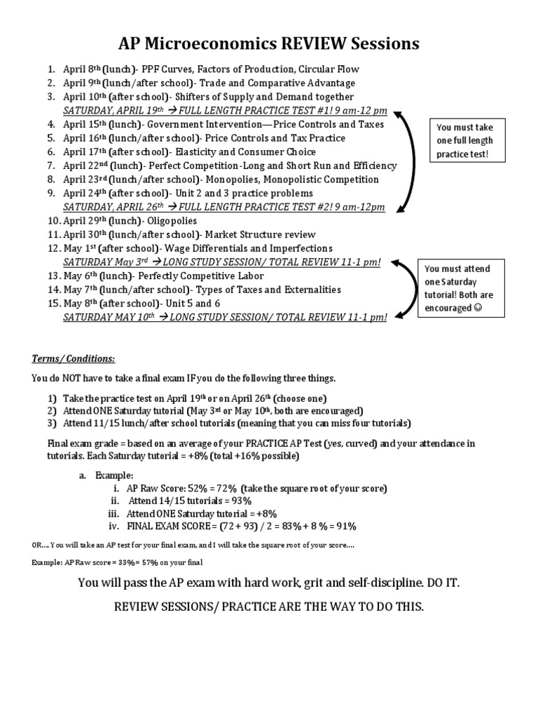 AP Micro Review and Practice Schedule | PDF | Career & Growth | Business