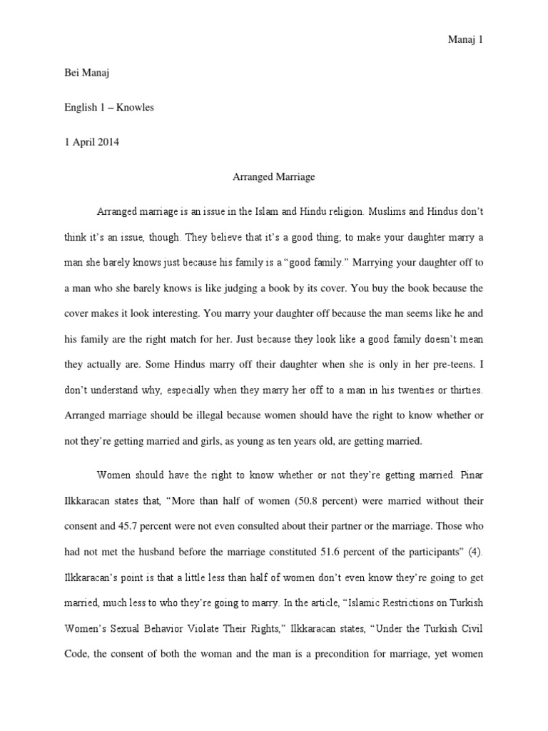 Arranged Marriage Argumentative Essay | PDF | Marriage | Hindu