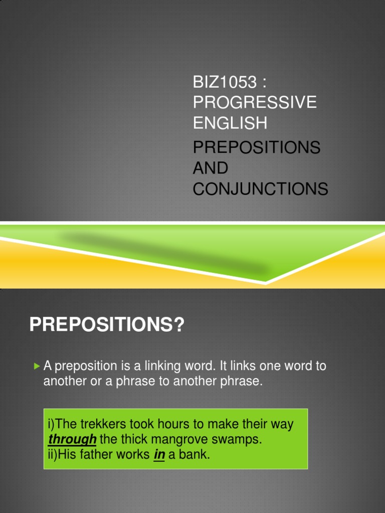 Prepositions and Conjunctions | PDF | Preposition And Postposition ...