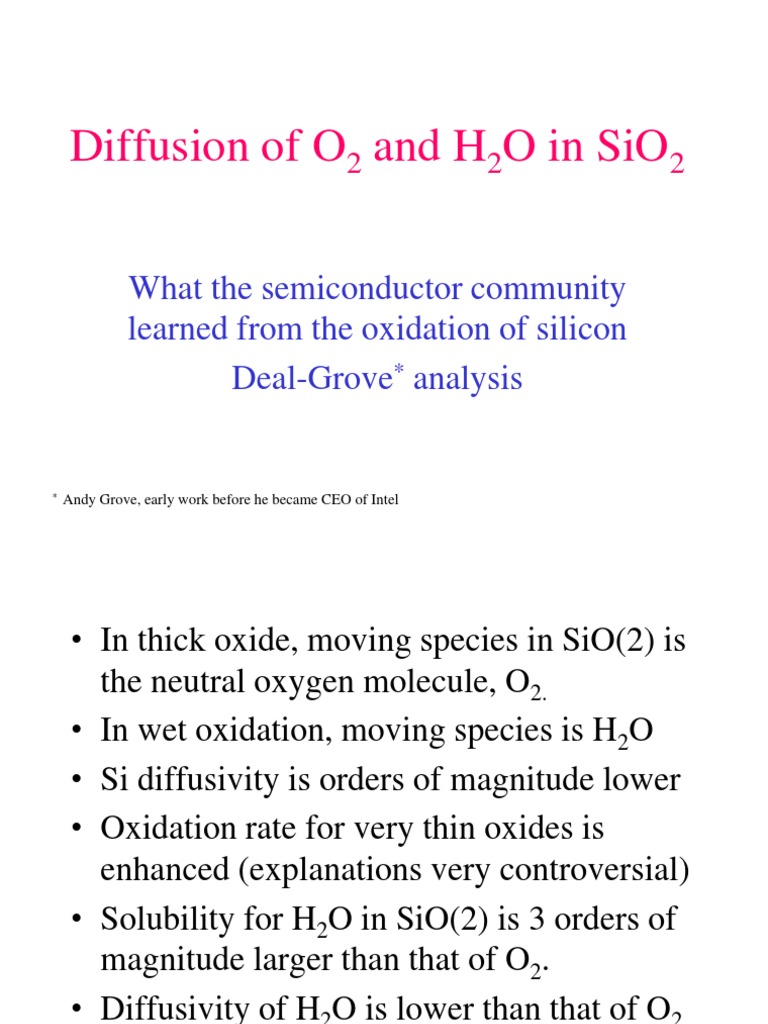 Diffusion of O2 and H2O in SiO2 | Diffusion | Silicon Dioxide