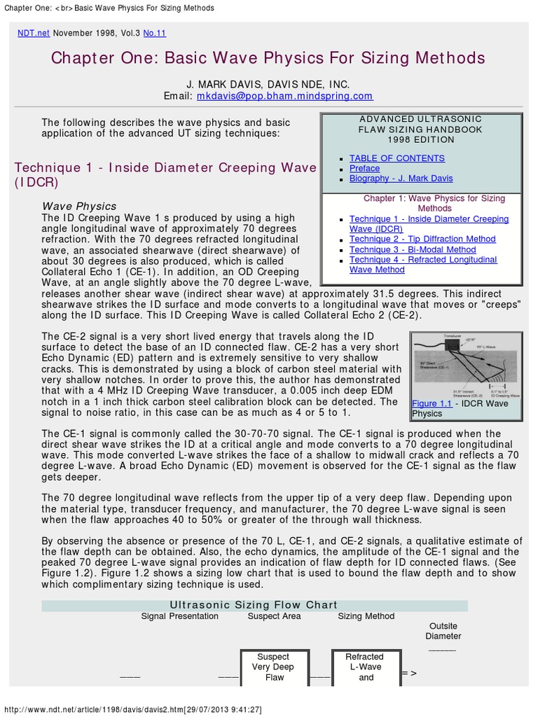 Chapter One - BR - Basic Wave Physics For Sizing Methods | PDF | Diffraction | Time Of Flight ...
