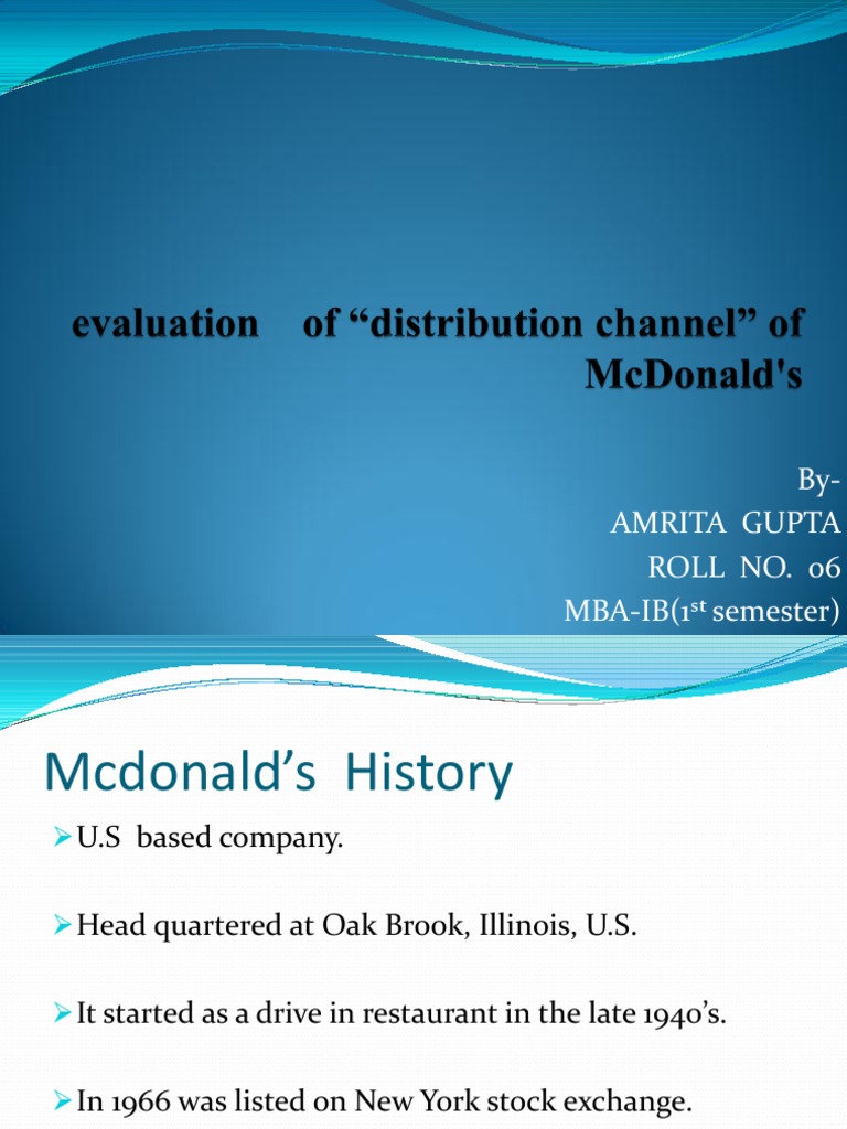 A Presentation On Mcdonald's | PDF | Franchising | Mc Donald's