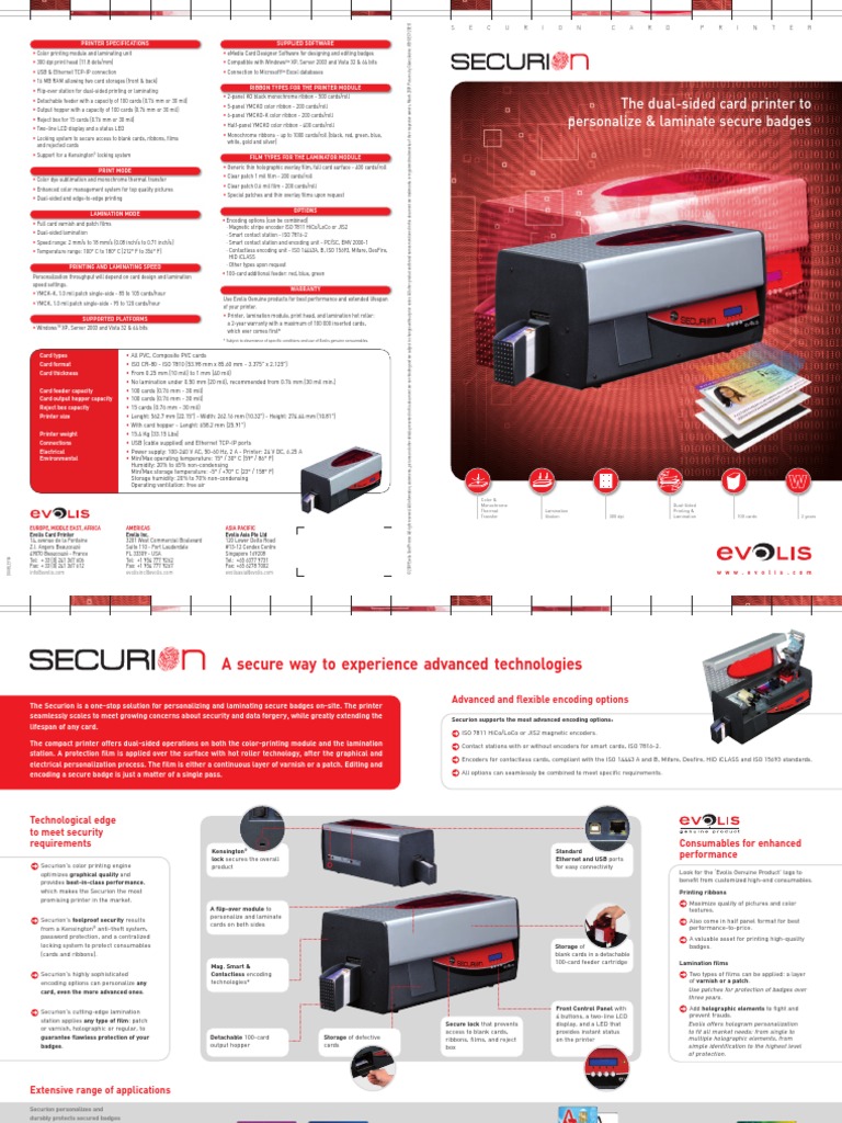Evolis Securion | PDF | Identity Document | Printer (Computing)