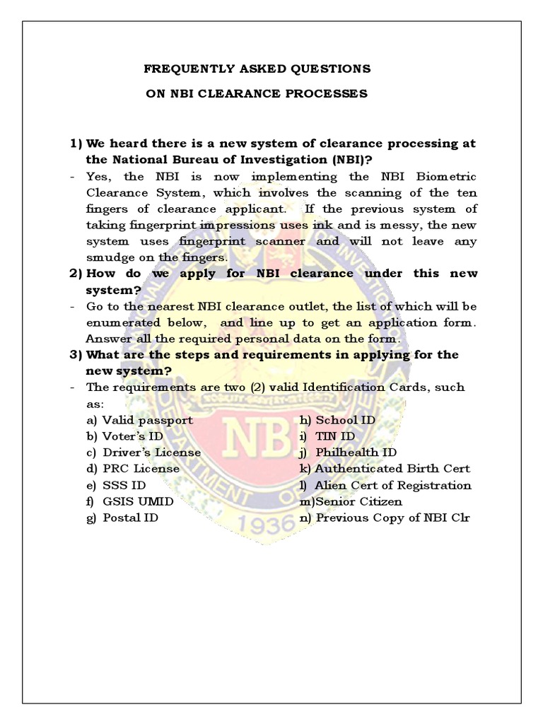 Nbi Requirements | PDF | Identity Document | Metro Manila