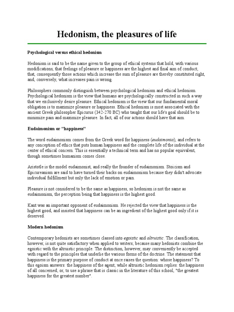 Hedonism Psychology