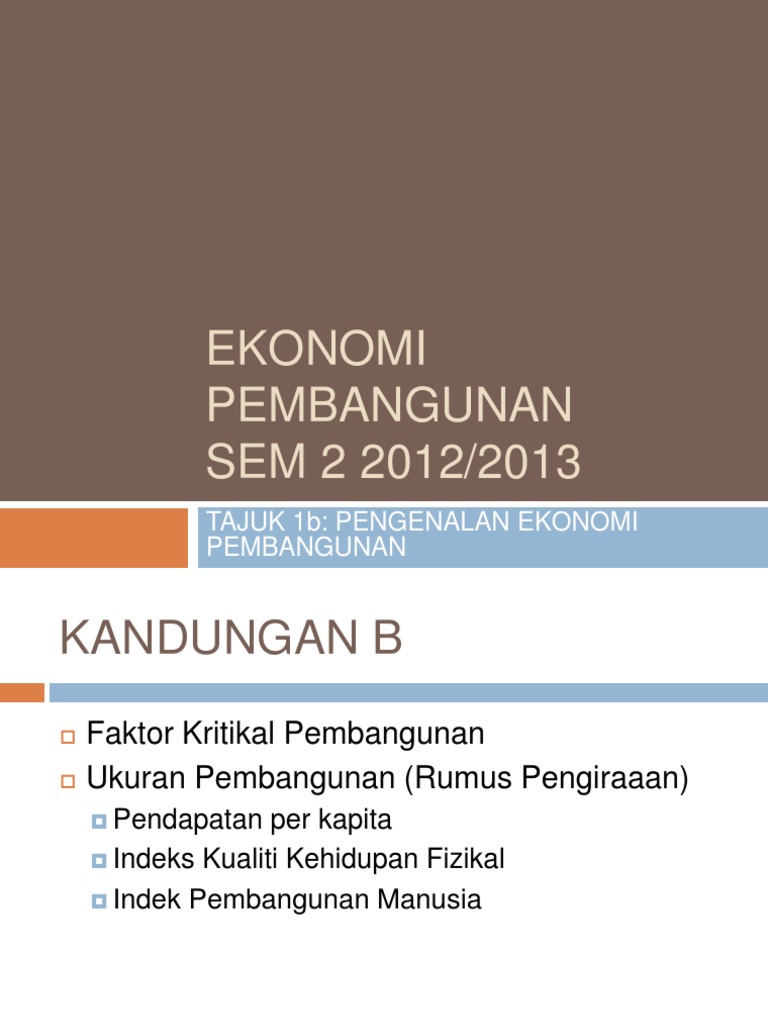 Ekonomi Pembangunan | PDF