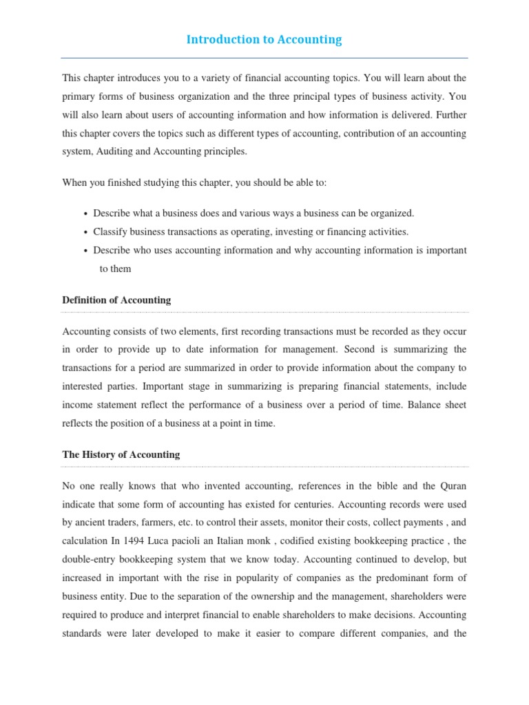 Introduction to Accounting Principles | PDF | Generally Accepted ...