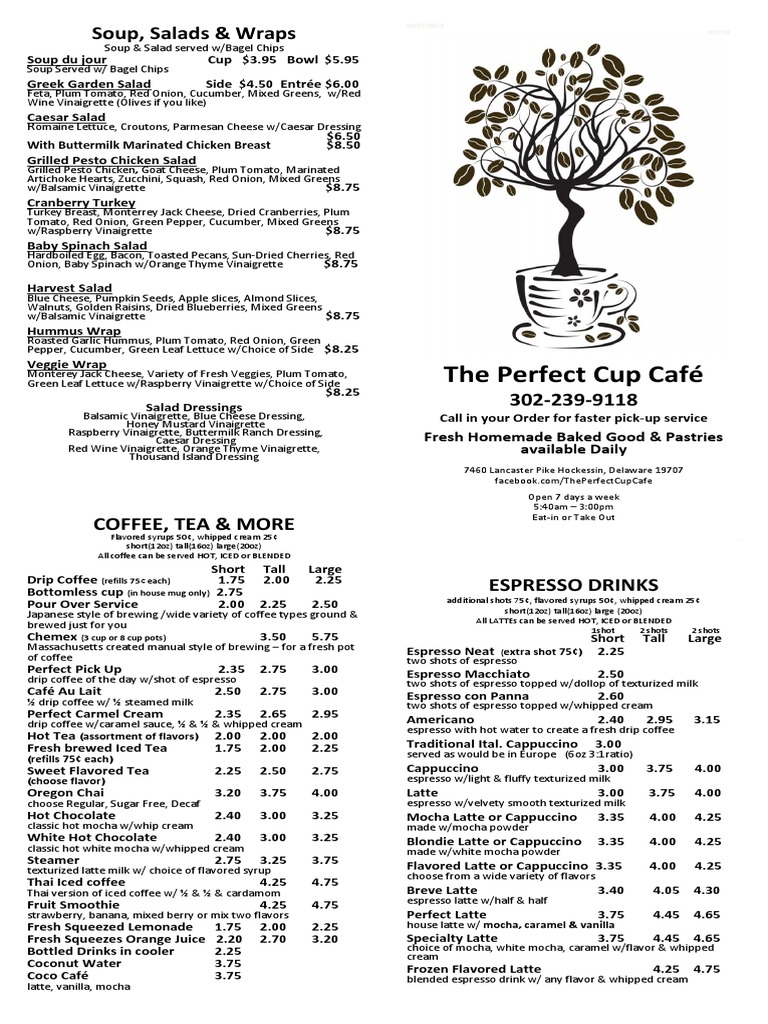 Perfect Cup Cafe Menu | PDF | Salad | Pancake