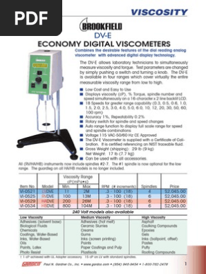 Brookfield Dv Ii Pro Viscometer PDF, 50% OFF