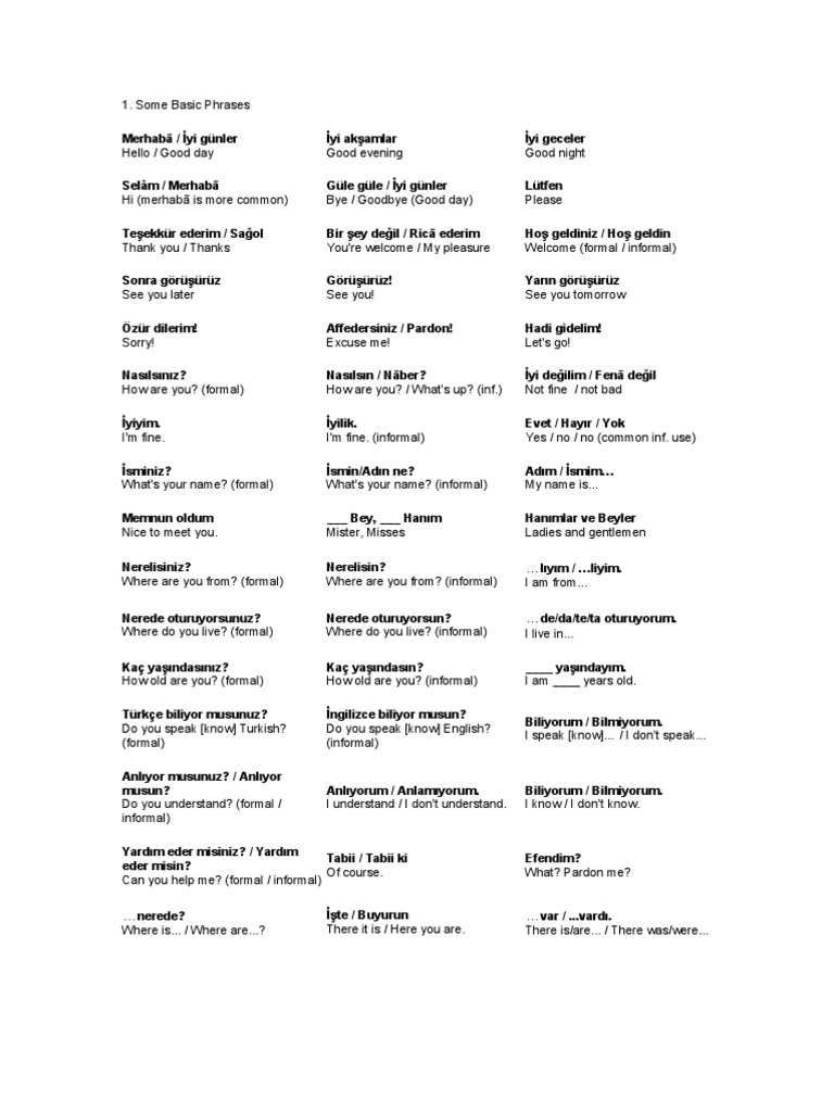 Turkish 101 | PDF