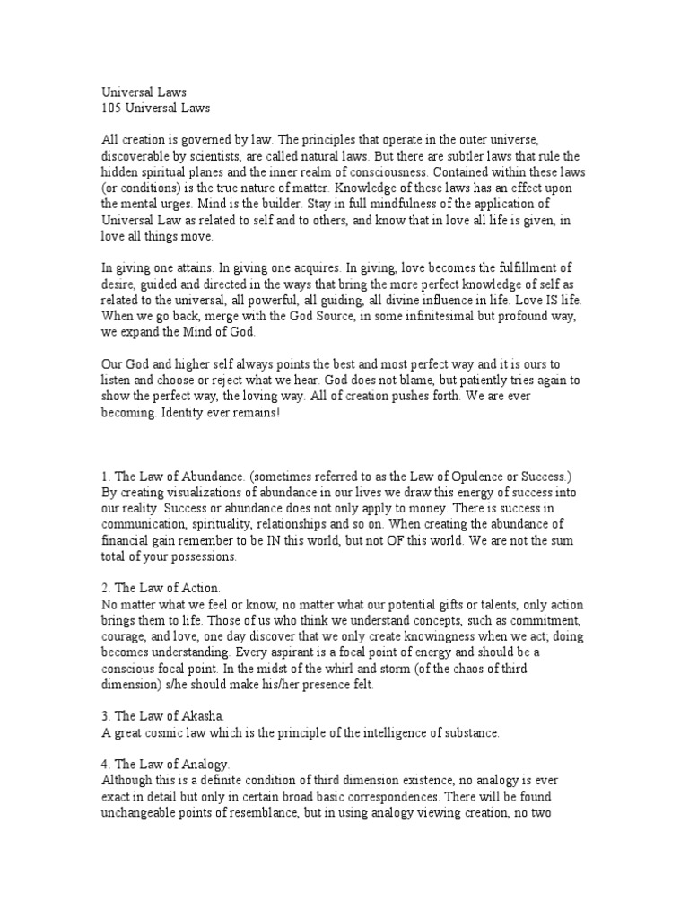 Universal Laws | PDF | Mantra | Matter