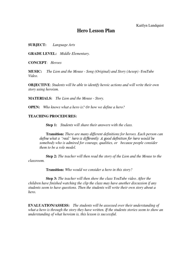Hero Lesson Plan | PDF