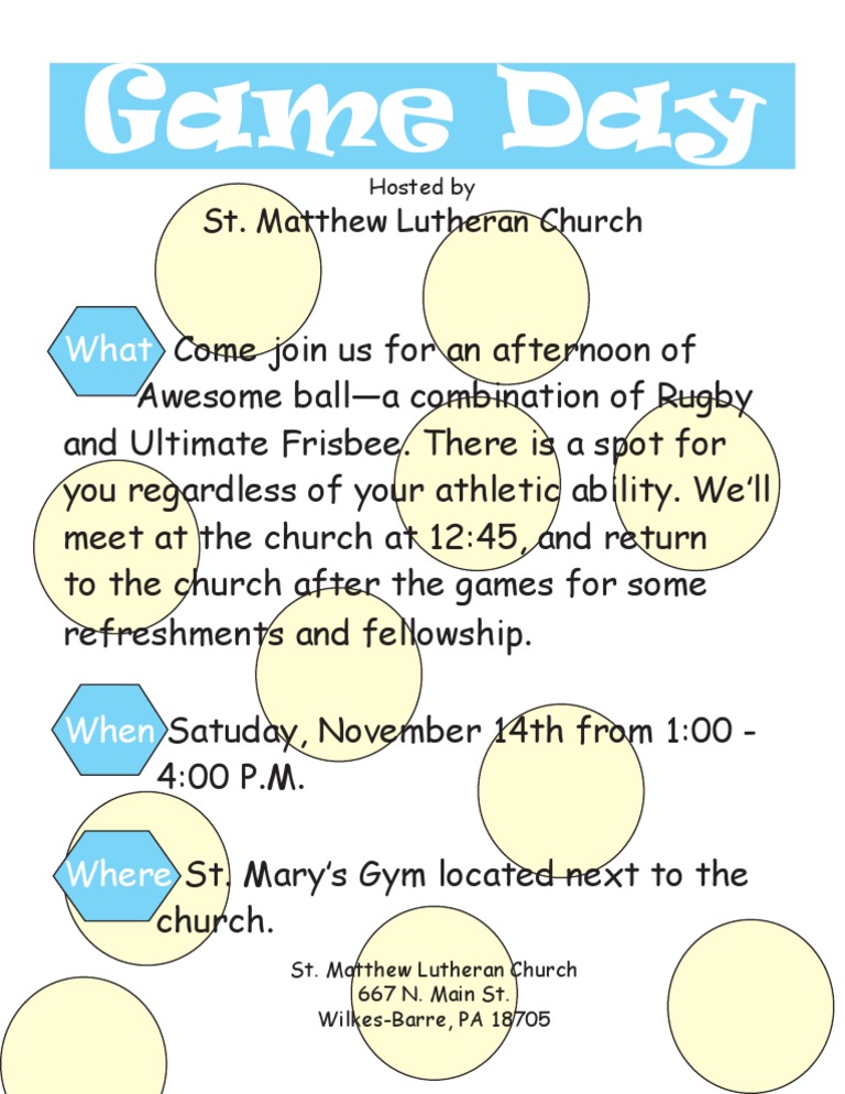 Game Day Flyer | PDF | Cooking, Food & Wine